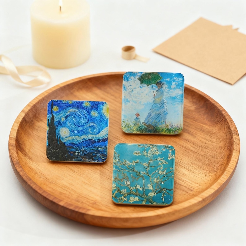 Art Style Fridge Magnet, Mini Square Refrigerator Magnet, Aesthetic ...