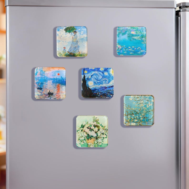 Art Style Fridge Magnet, Mini Square Refrigerator Magnet, Aesthetic ...