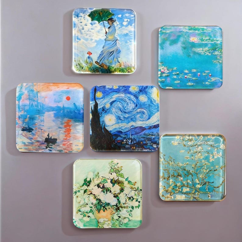 Art Style Fridge Magnet, Mini Square Refrigerator Magnet, Aesthetic ...