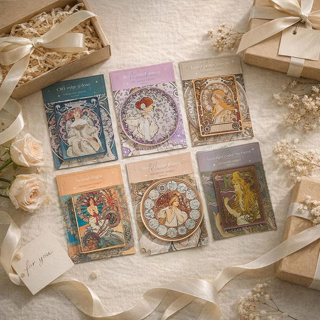 Art Nouveau Refrigerator Magnet , Vintage Mucha Style Fridge Magnets ...