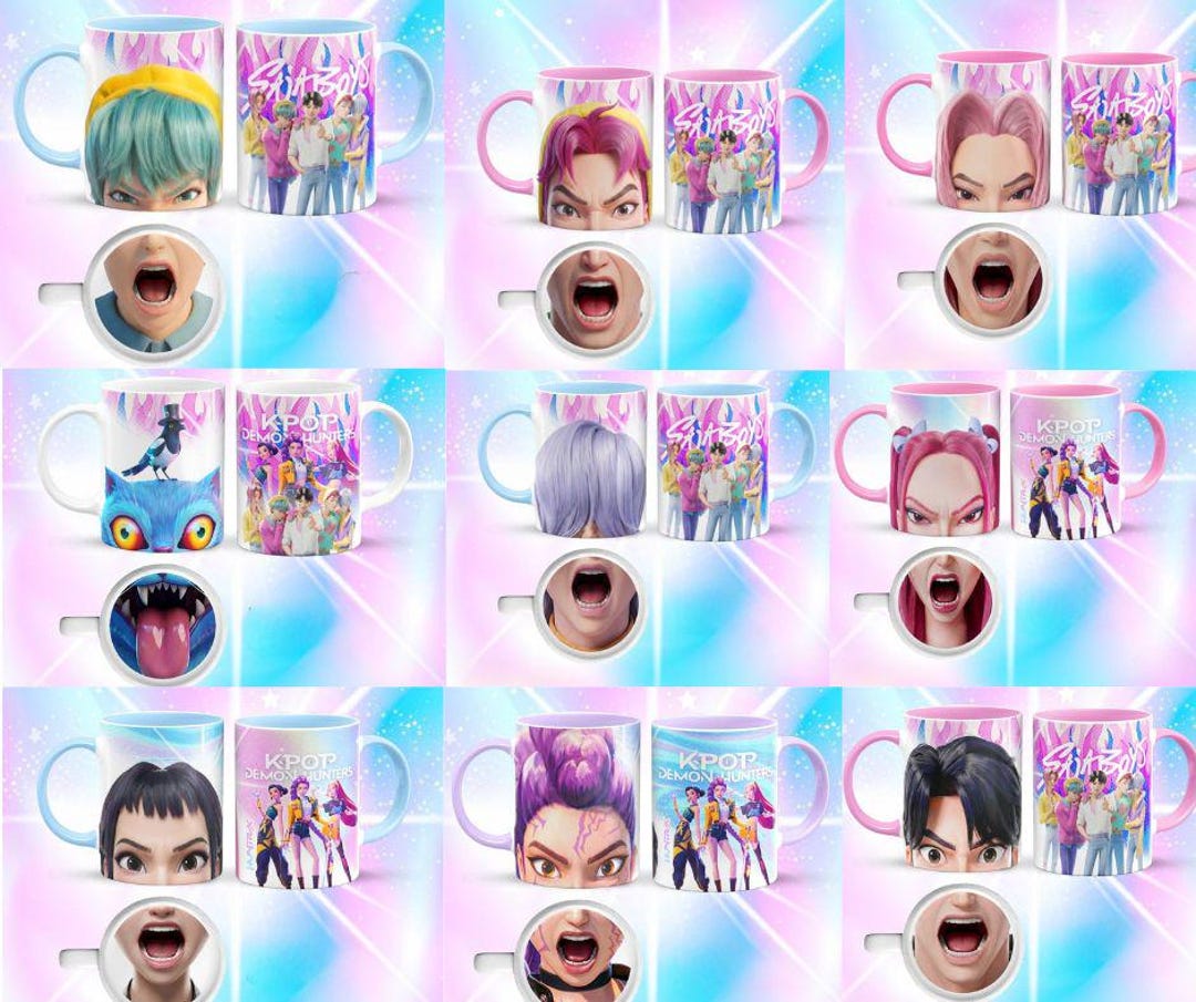 Kpop Demon Hunters Mug Designs With Big Mouth, Sublimation Mugs ...