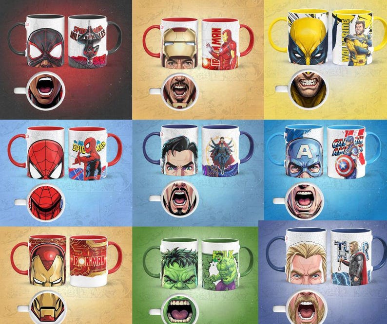 Heroes Mug Designs With Big Mouth, Sublimation Mugs, Character Pack ...