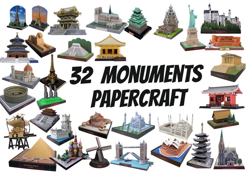 32 Monuments to Print and Assemble-diy Paper Model Sculpture, Paper ...