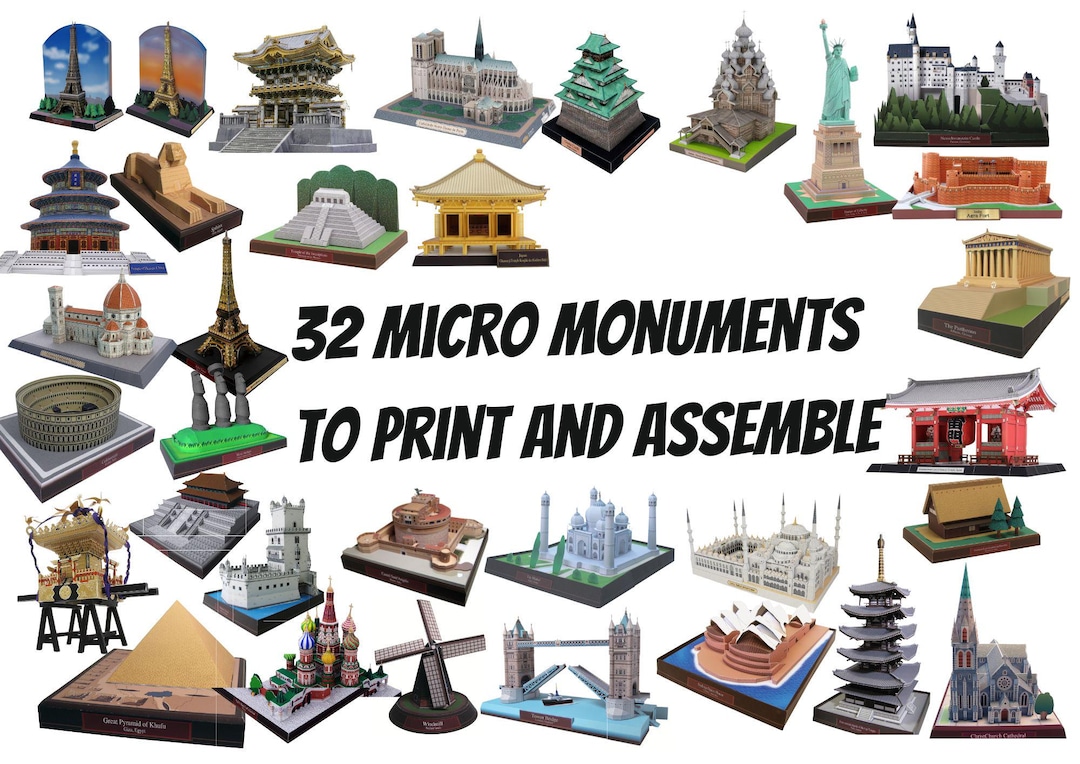 32 Monuments to Print and Assemble-diy Paper Model Sculpture, Paper ...