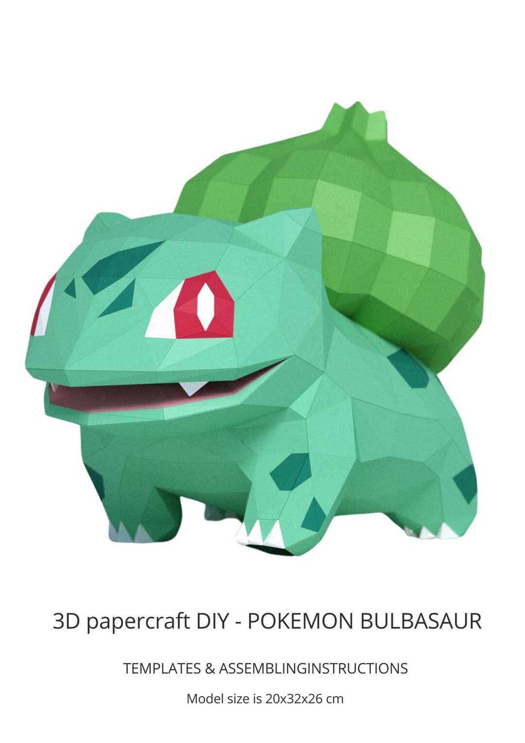 Pokemon Bulbasaur– 3D Papercraft DIY | Printable PDF Model | Cute Paper ...