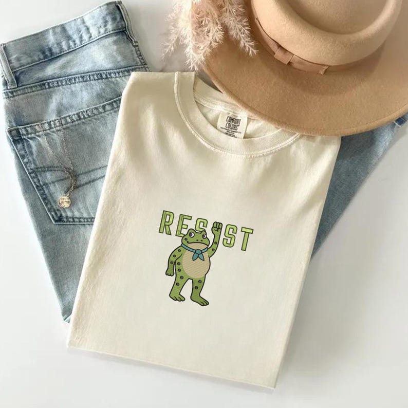 Resist Frog Embroidery File, Protest Frog Embroidery Design,retro ...