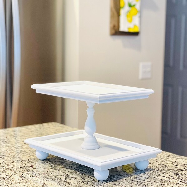 Wooden Rectangle Tiered Tray - Etsy