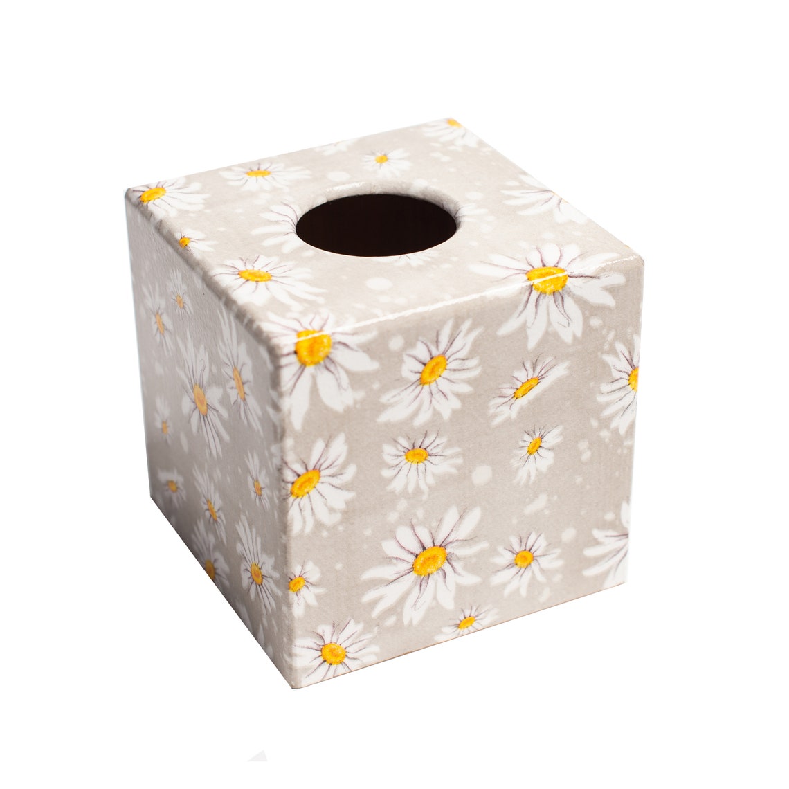 Yellow Daisy Tissue Box Cover Wooden Handmade in UK - Etsy