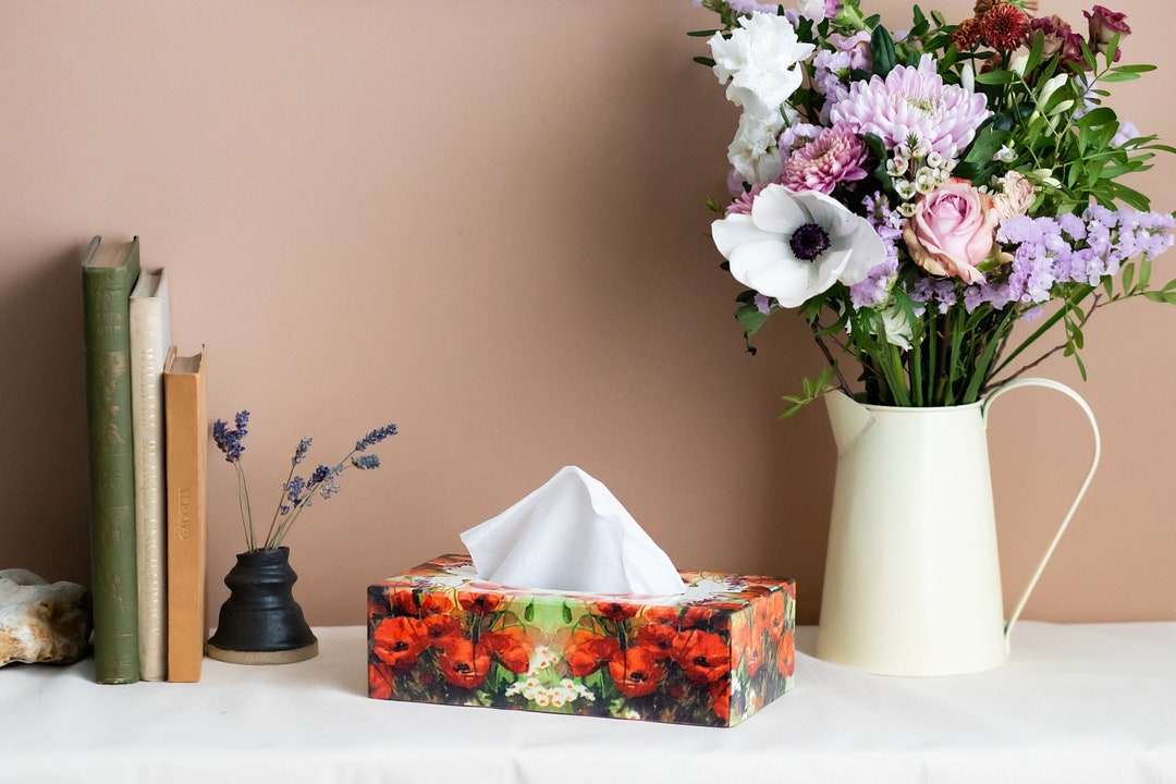 Tissue Box Cover Rectangular Poppy Wooden - Etsy