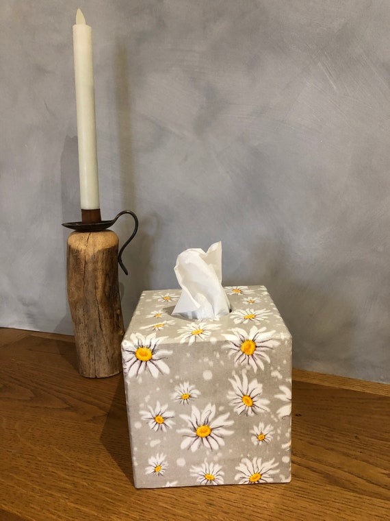 Yellow Daisy Tissue Box Cover Wooden Handmade in UK | Etsy