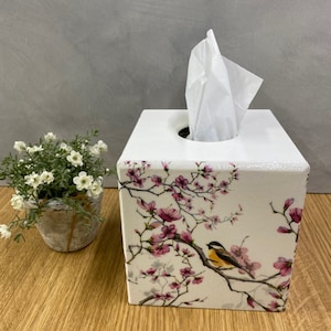 Tissue Box Cover Pink Blossom Wooden Square Gift for Mothers Day - Etsy