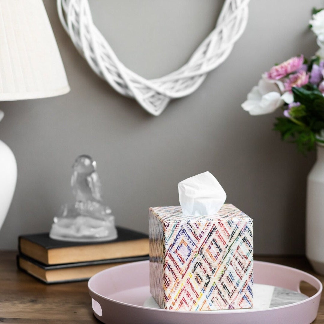 Wooden Tissue Box Cover Rainbow Pattern - Etsy