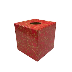 Tissue Box Cover Wooden Red Baroque - Etsy