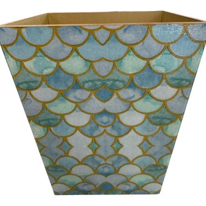 Shades of Blue Waste Paper Bin Wooden Handmade - Etsy