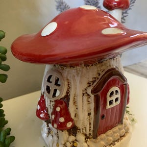 Ceramic Red Mushroom Tealight House - Etsy