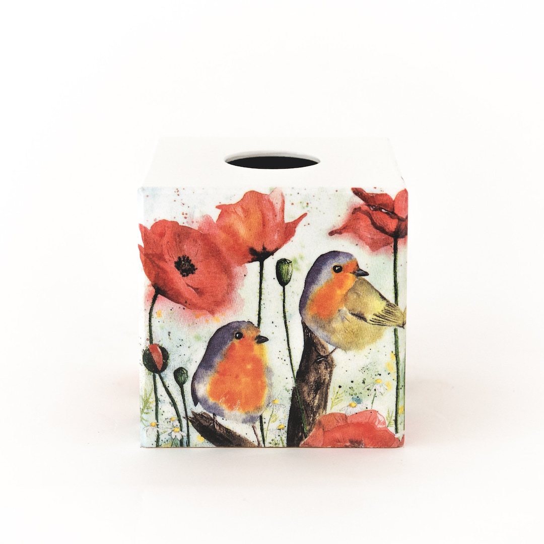 Tissue Box Cover Poppy Robin - Etsy