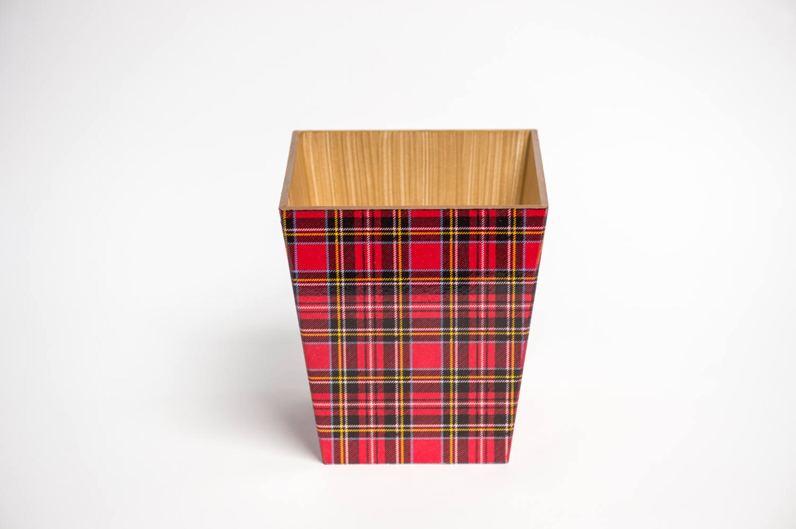 Red Tartan Waste Paper Bin Trash Can Handmade Wooden Handmade in UK - Etsy