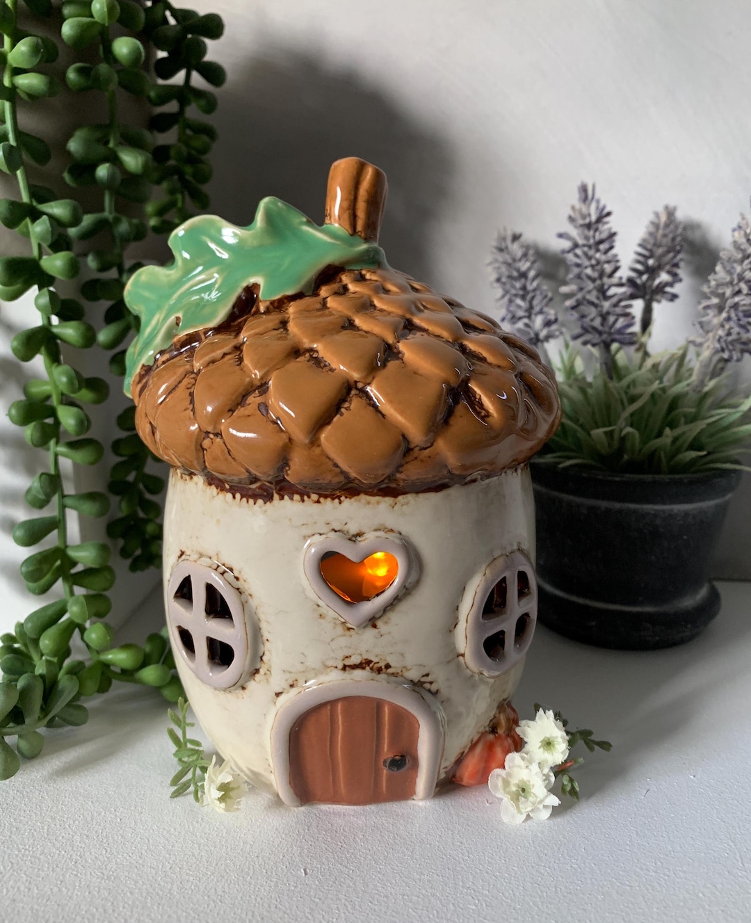 Ceramic Acorn House Tealight - Etsy