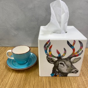 Stag Rainbow Tissue Box Cover Wooden Handmade Square Tissue Box Holder ...