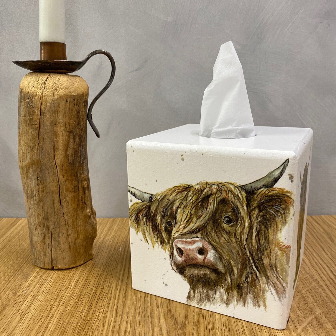 Highland Cow Tissue Box Cover Wooden Decoupaged - Etsy