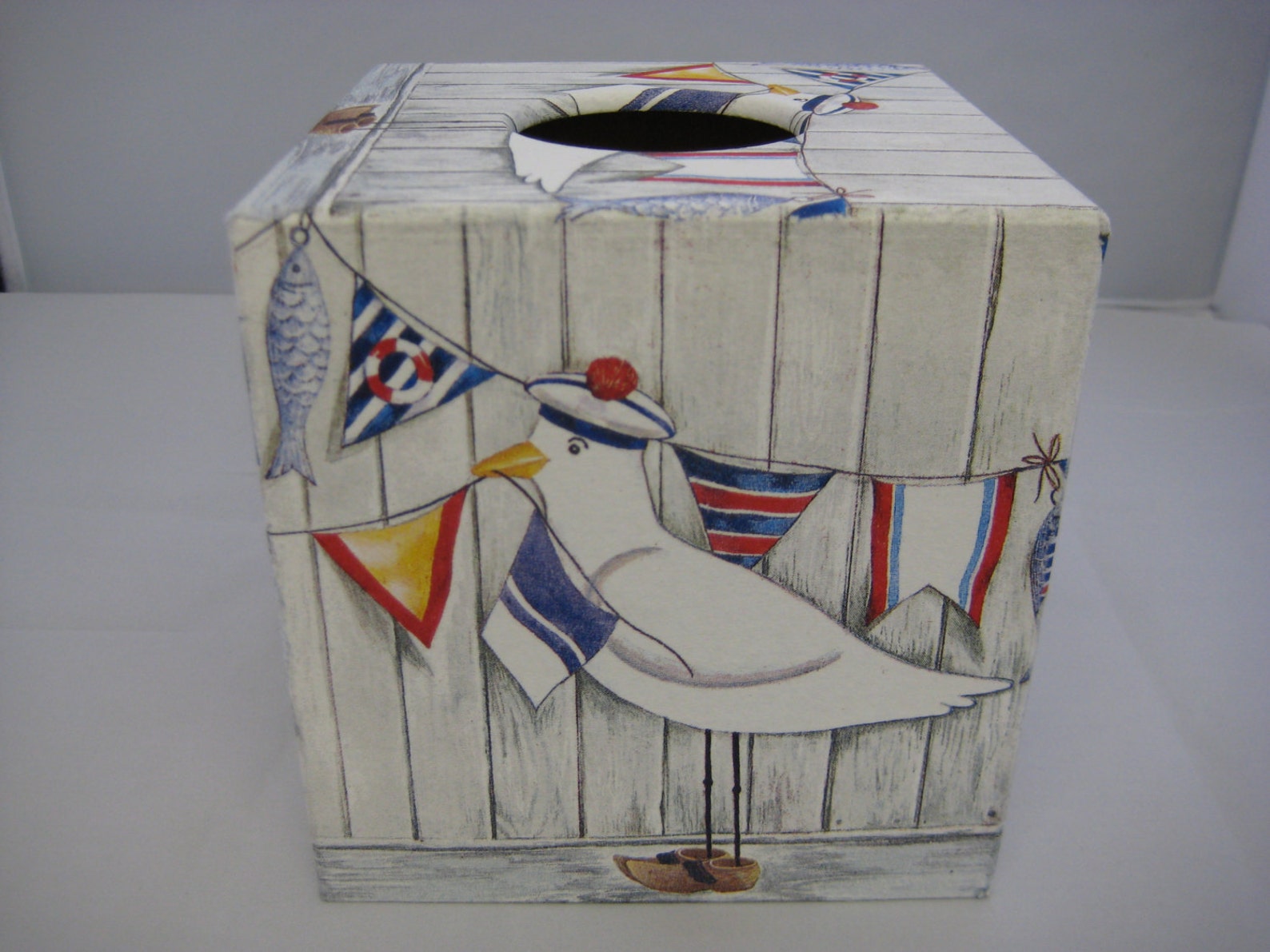 Tissue Box Cover Seagull wooden cube | Etsy