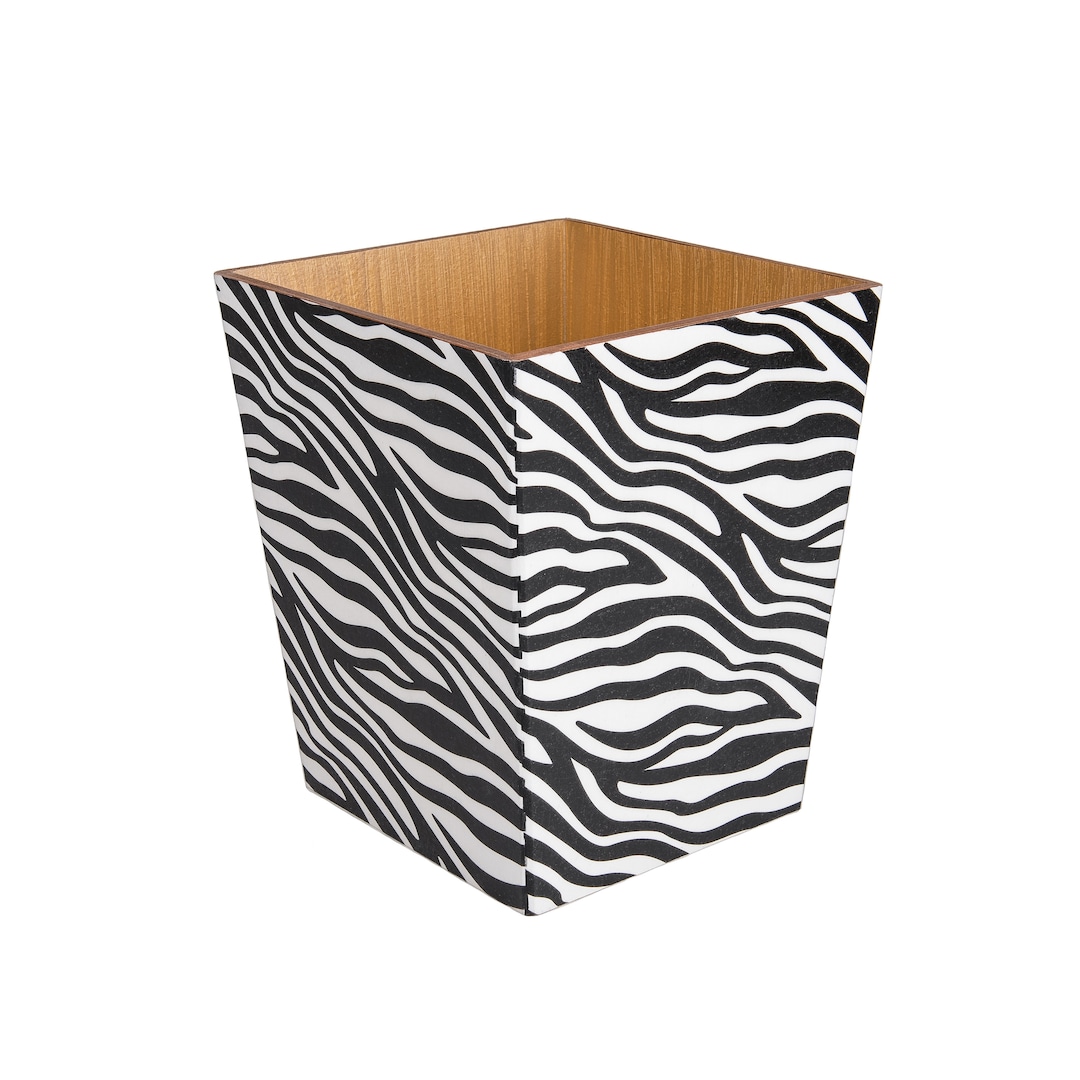 Waste Paper Bin Wooden Zebra Print , Trash Can . - Etsy