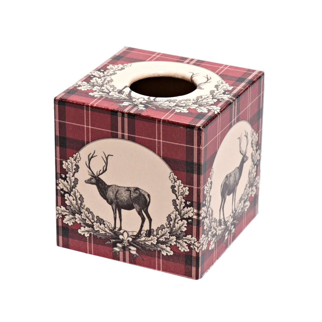 Tissue Box Cover Wooden Handmade Square Red Stag - Etsy
