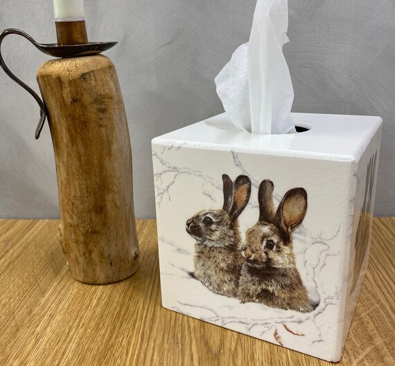 Bunny Wooden Tissue Box Cover Square | Etsy