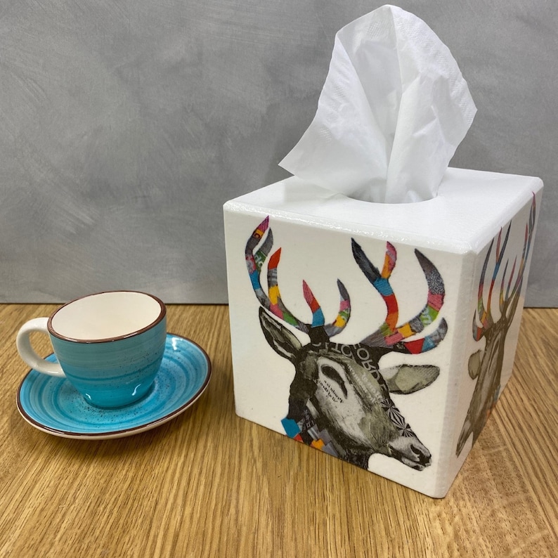 Stag Rainbow Tissue Box Cover Wooden Handmade Square Tissue - Etsy