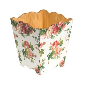 Mavis Rose Waste Paper Bin Trash Can Handmade Wooden Decoupaged - Etsy