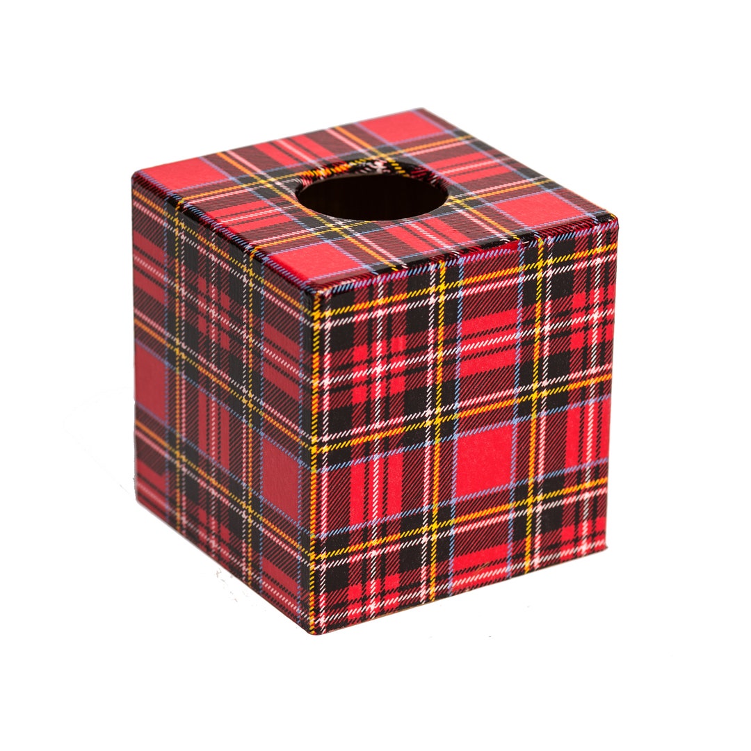 Red Tartan Tissue Box Cover Wooden Handmade - Etsy