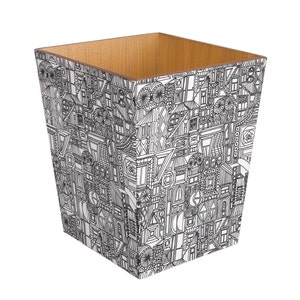 Waste Paper Bin Wooden Black Abstract , Trash Can , Home Interior - Etsy