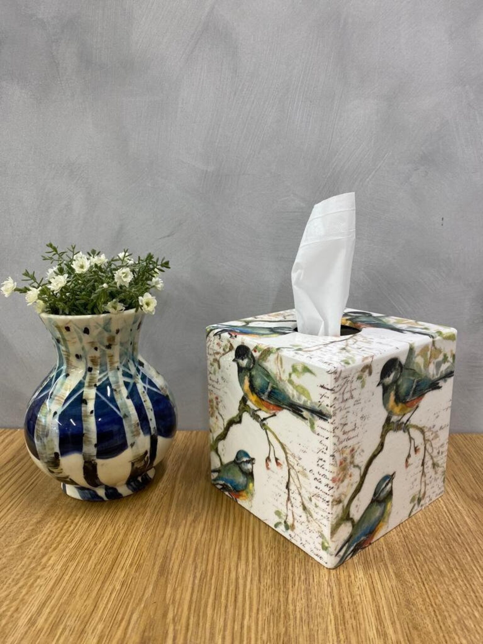 Titmouse Bird Tissue Box Cover / Holder Cube Wooden Gift for | Etsy