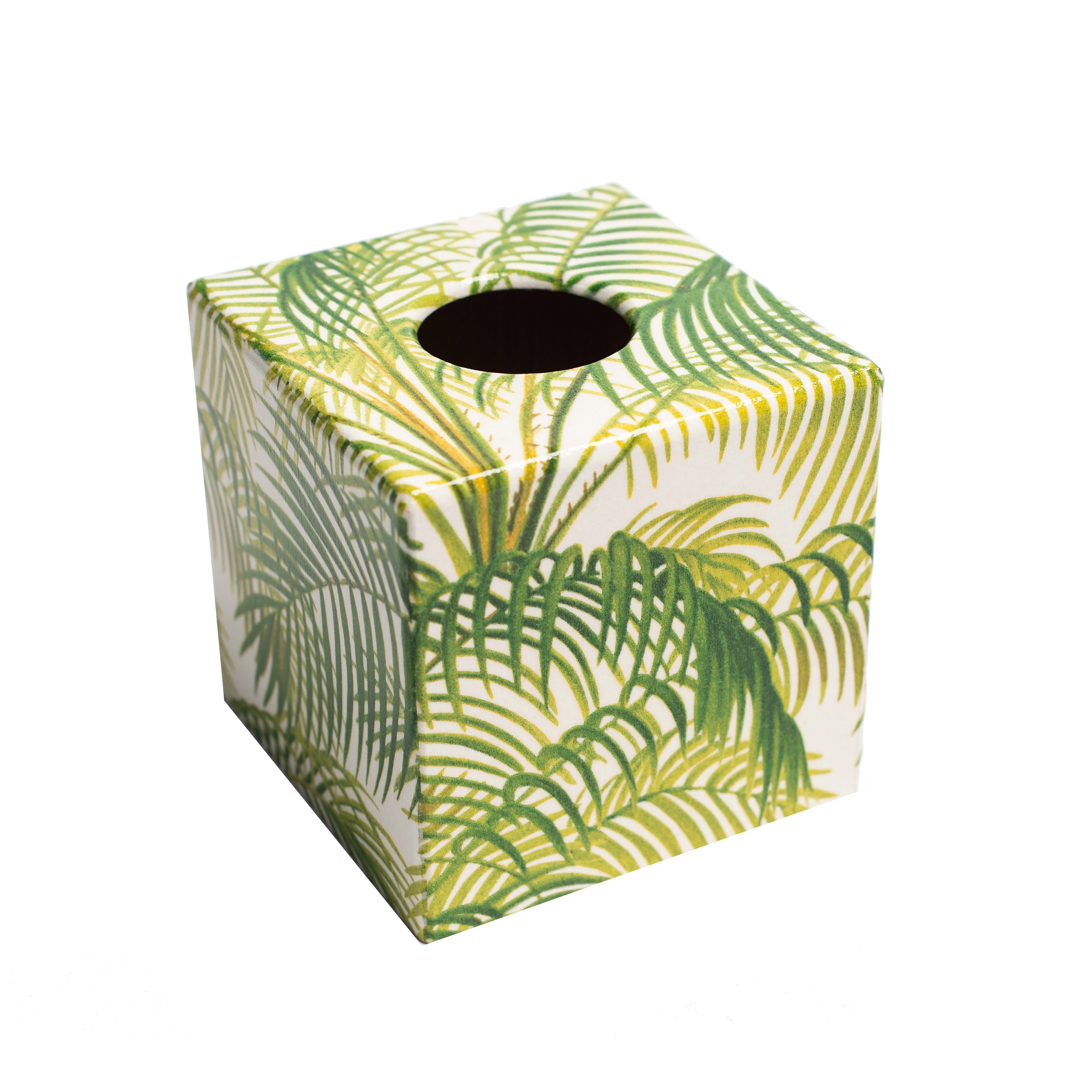 Tissue Box Cover Holder Wooden Square Green Palm Gift for Mom Living ...