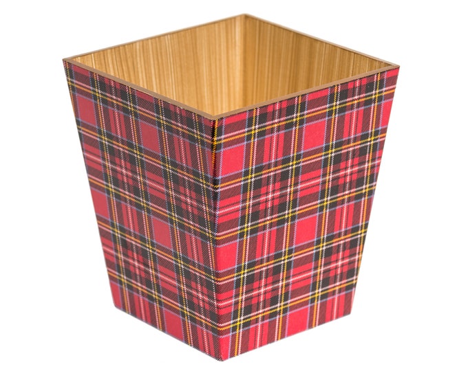 Red Tartan Waste Paper Bin Trash Can Handmade Wooden Handmade - Etsy