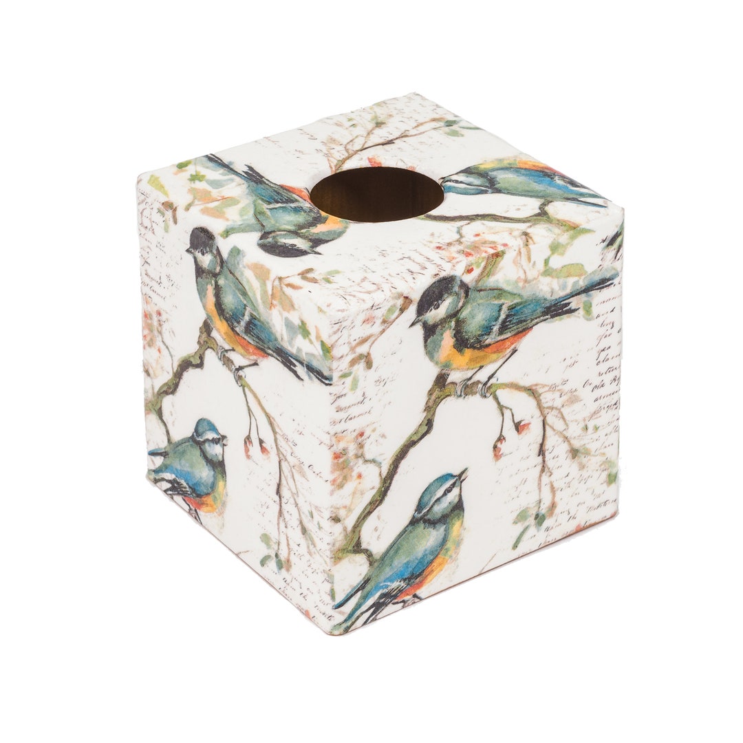 Titmouse Bird Tissue Box Cover / Holder Cube Wooden Gift for Mother - Etsy