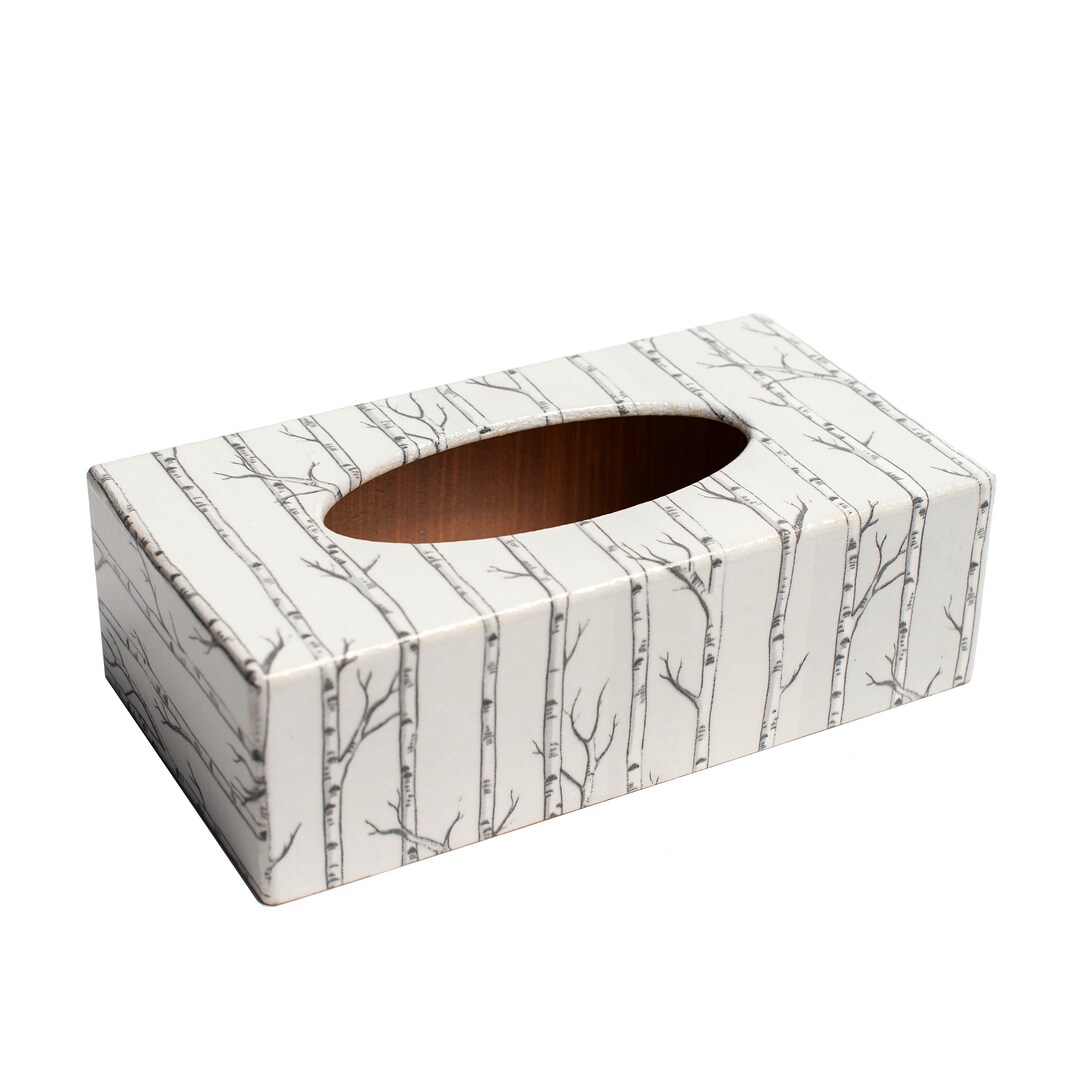 Silver Trees Rectangular Tissue Box Cover Wooden Decoupage Hotels - Etsy