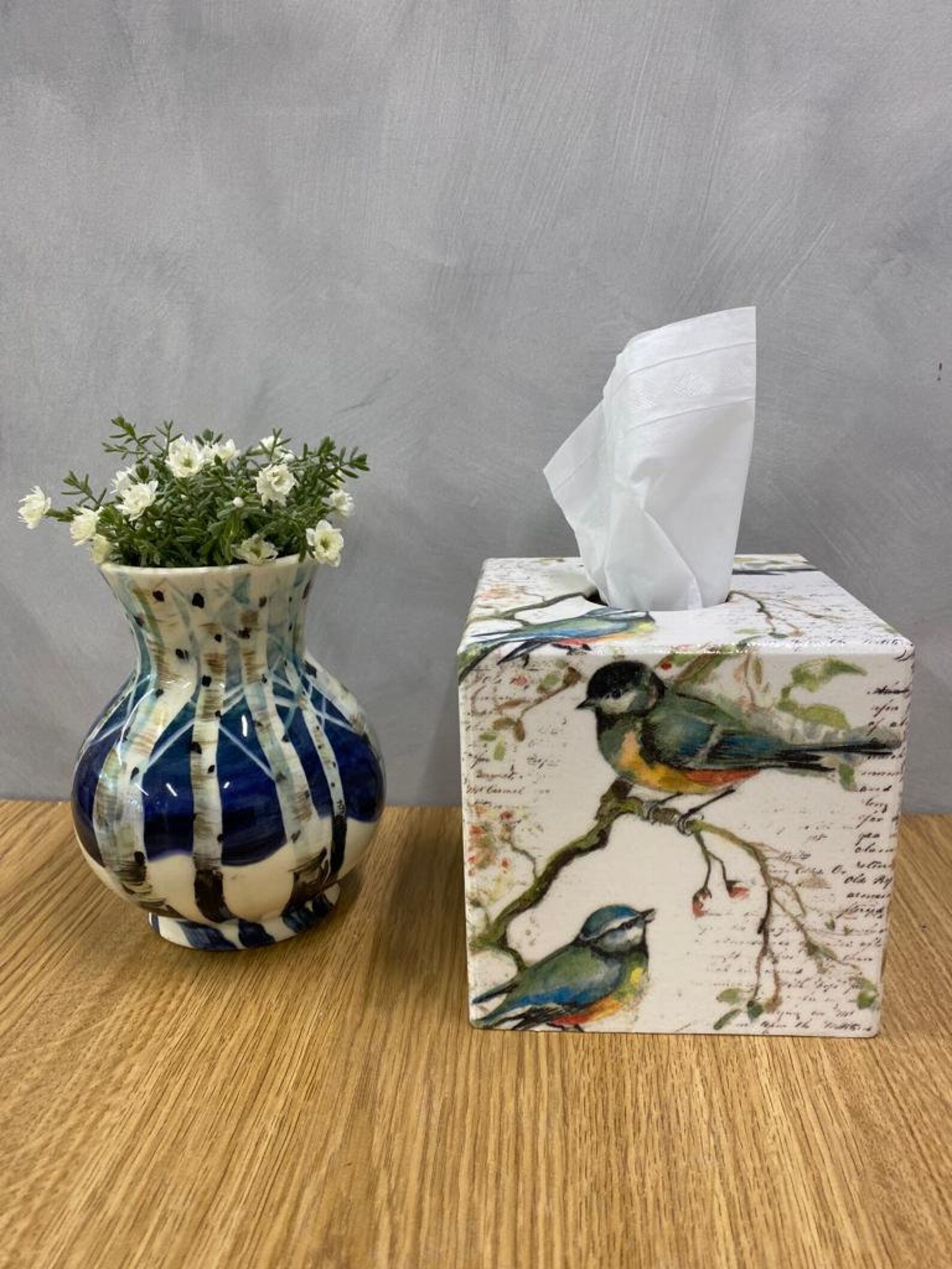 Titmouse Bird Tissue Box Cover / Holder Cube Wooden Gift for | Etsy
