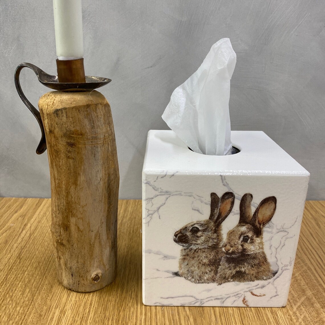 Bunny Wooden Tissue Box Cover Square - Etsy