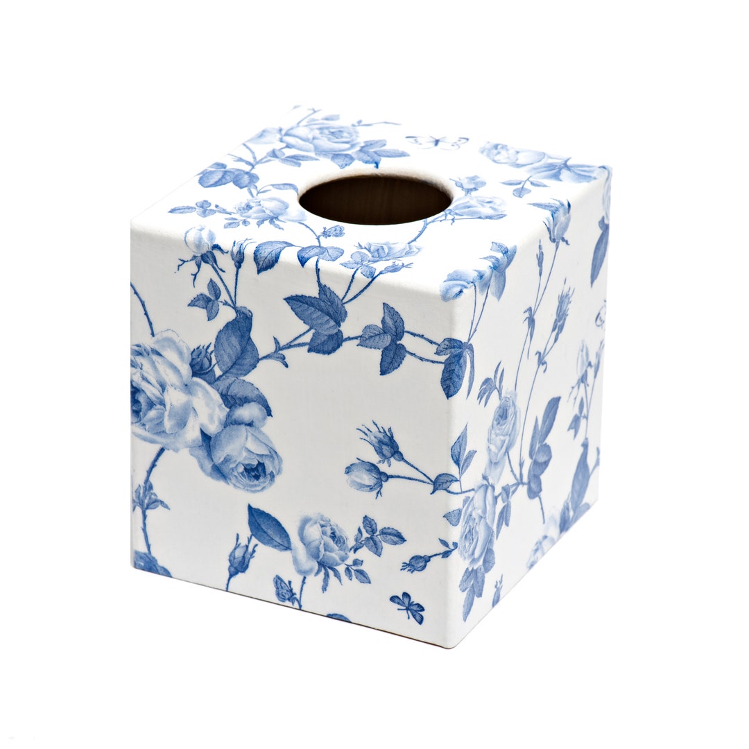 Tissue Box Cover Blue Flower - Etsy