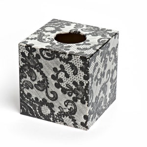 Black Lace Tissue Box Cover Wooden - Etsy