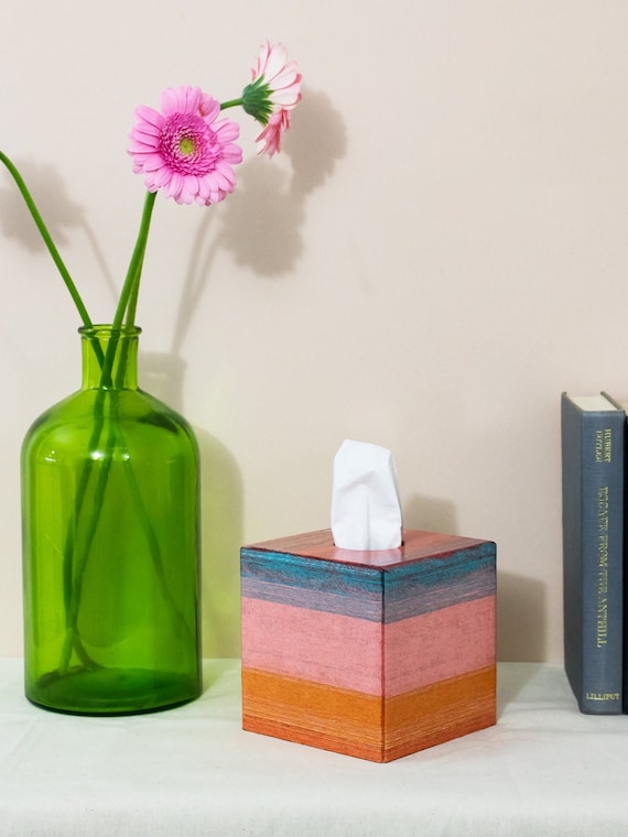 Tissue Box Cover / Holder Wooden Cube Sarina Orange - Etsy