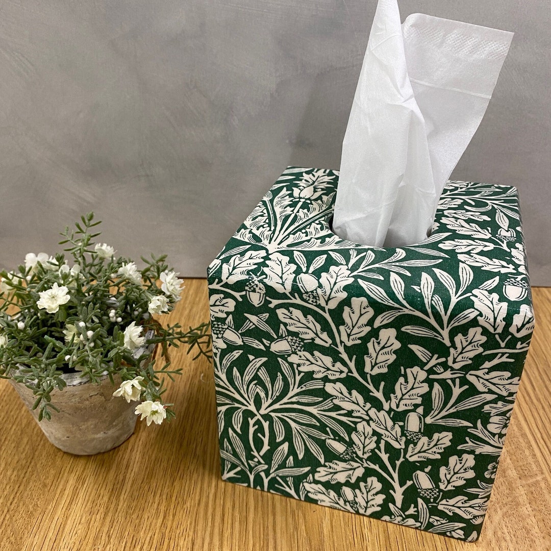 Green Acorn Wooden Tissue Box Cover Cube / Square - Etsy