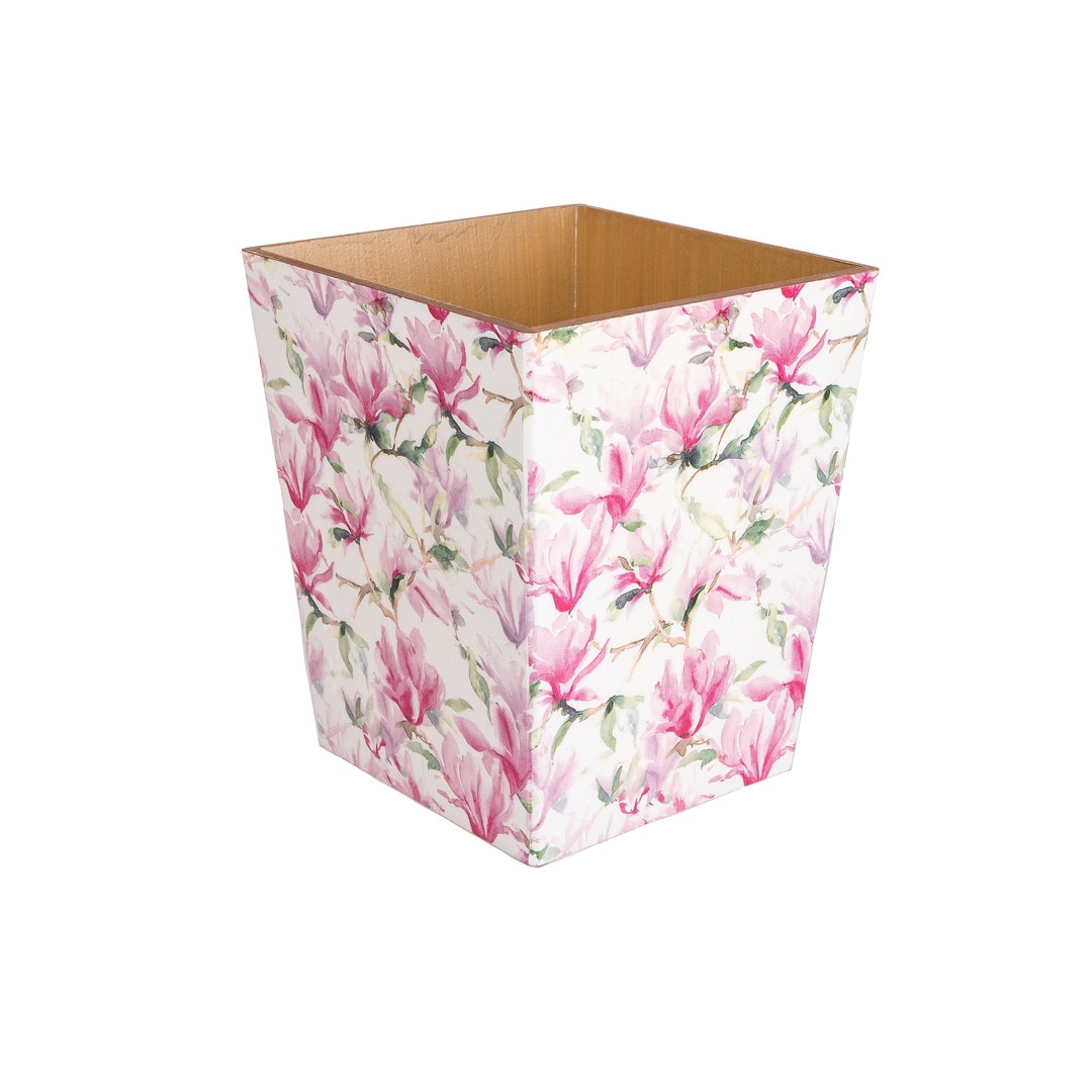 Pink Magnolia Wooden Waste Paper Bin / Trash Can Handmade in UK - Etsy