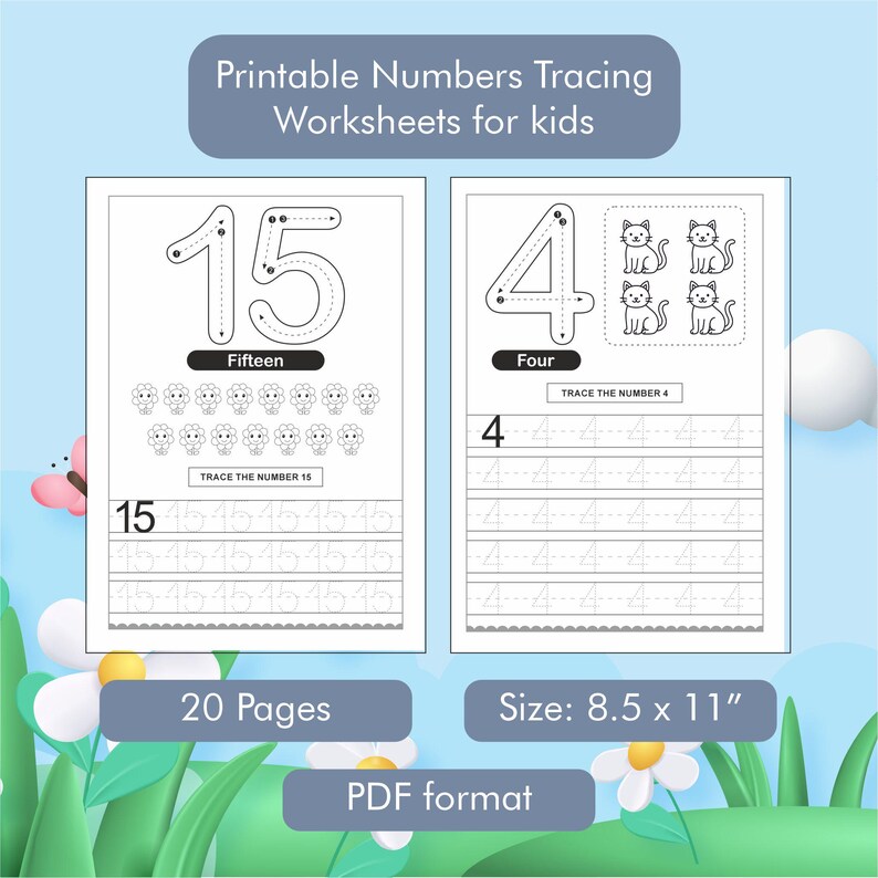 20 Numbers Tracing Worksheets for Kids | Numbers 1–20 | Preschool ...