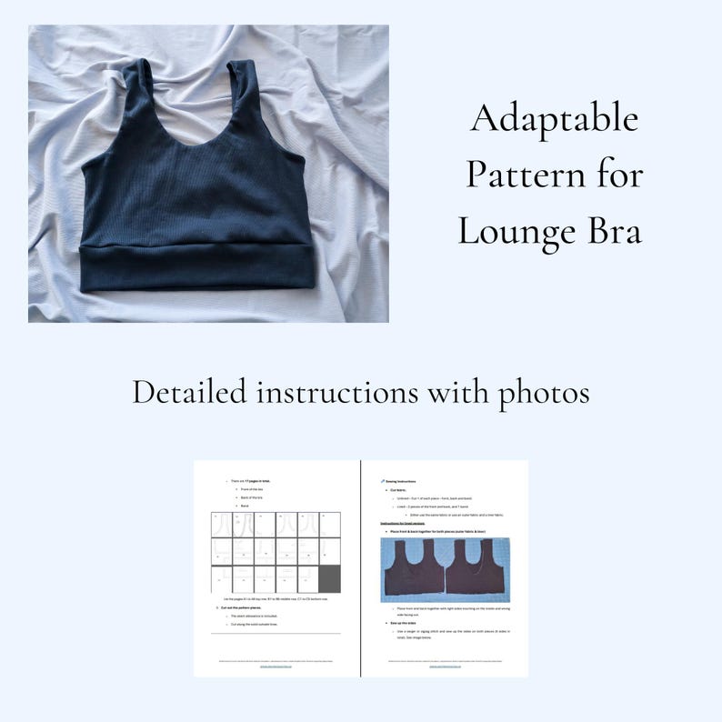 Lounge Bra Sewing Pattern | Bralette PDF Download With Instructions ...