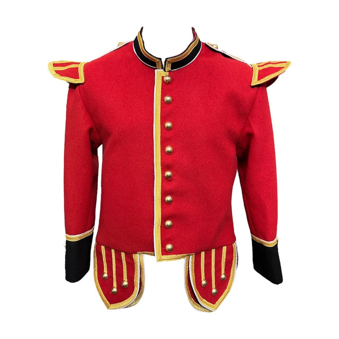 Red Melton Wool Doublet Jacket Handmade Marching Band Drummer Golden ...