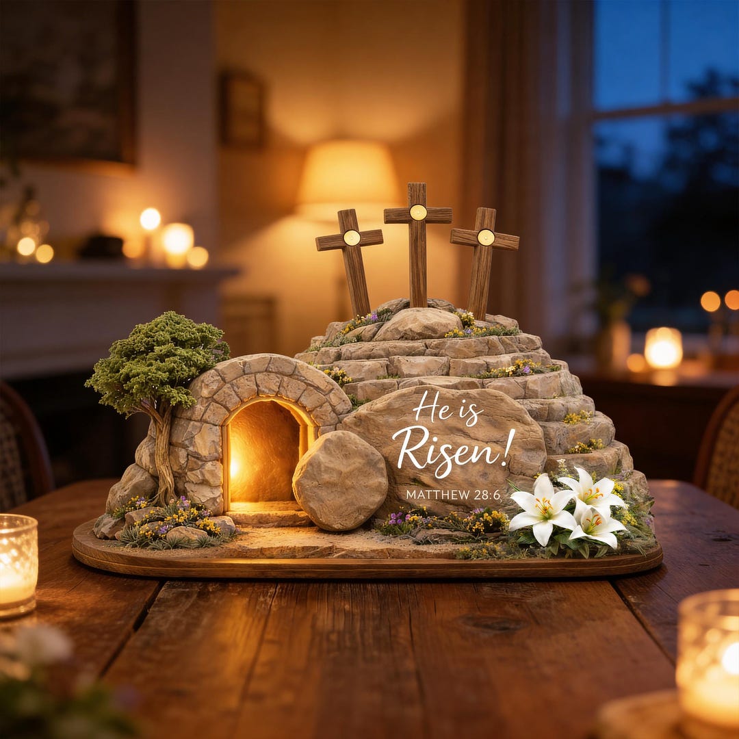 He is Risen Empty Tomb Display – Christian Easter Resurrection Decor ...