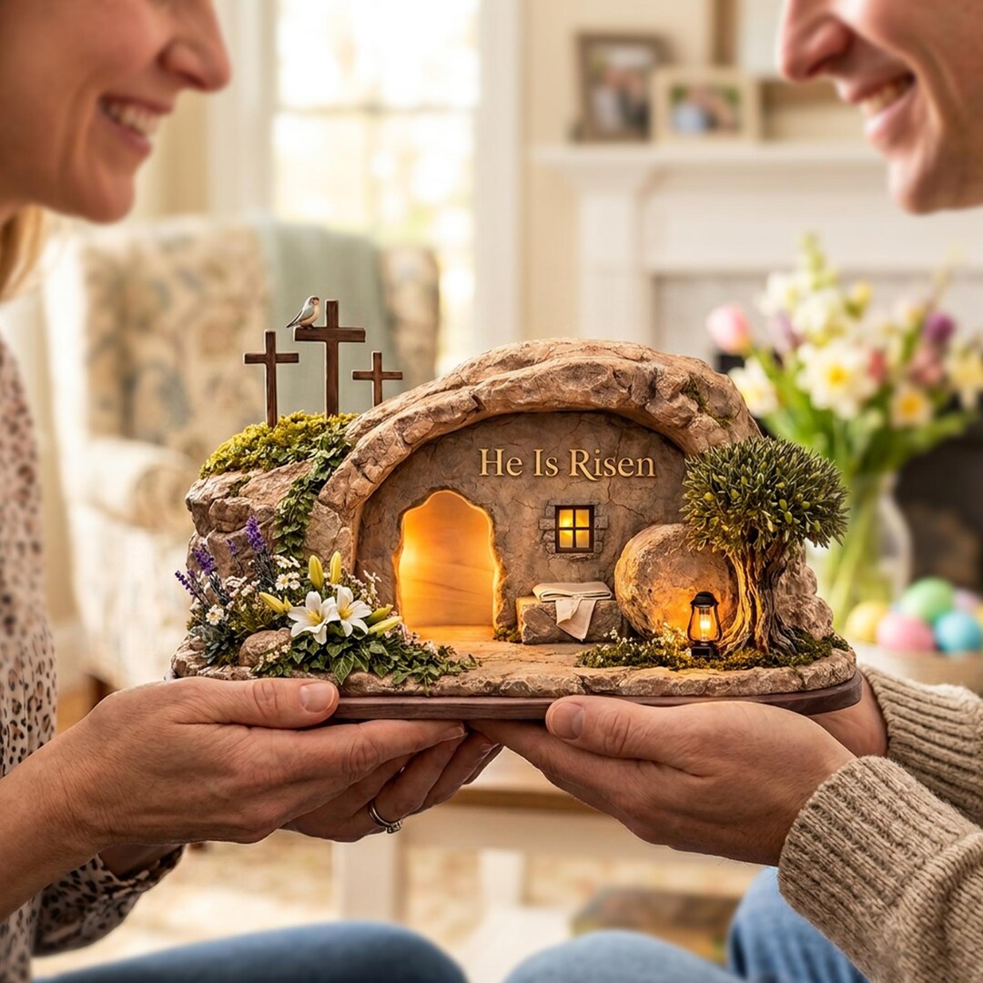 He is Risen Empty Tomb Easter Decor | Christian Resurrection Scene ...