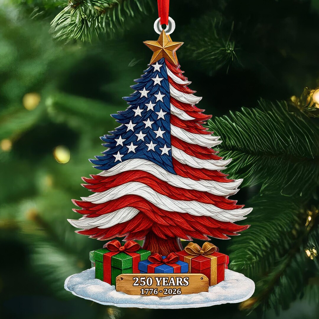 American Flag Christmas Tree Ornament, 250 Years USA Celebration - Etsy UK